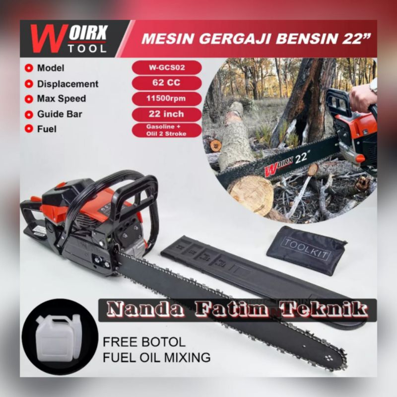 Jual mesin gergaji pohon gergaji kayu sinso WOIRX 2tak 22inch 62cc ...