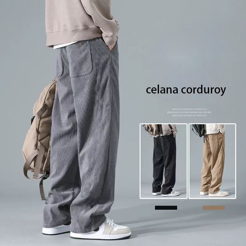 Jual celana corduroy pria korean style baggy panjang pinggang karet ...