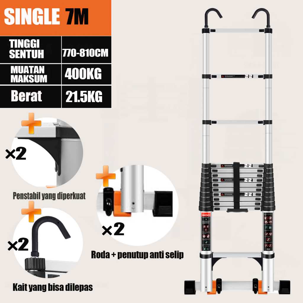 Jual WOLEC Tangga Telescopic TERBARU 2025 - Bahan Magnesium Ringan ...
