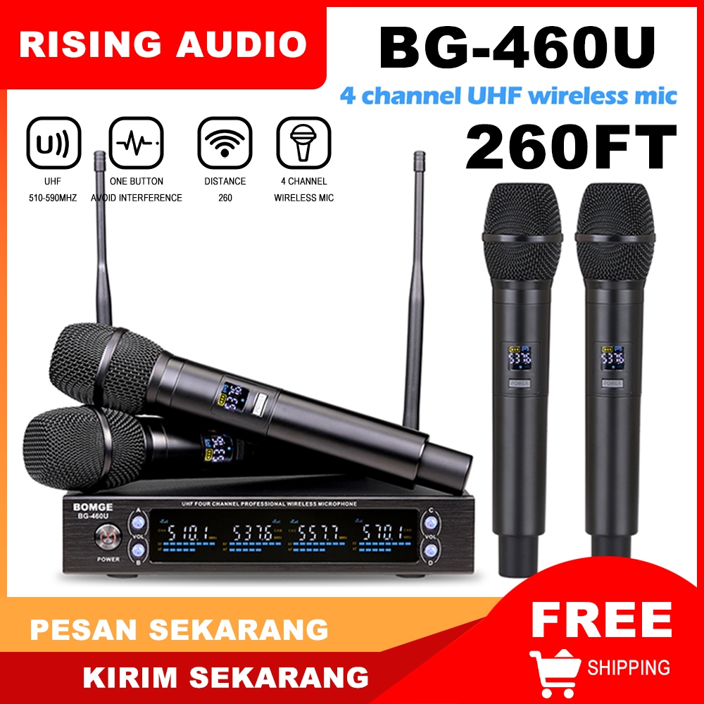 Jual RISING AUDIO Wireless Microphone System 4-Channel(Pro),BOMGE UHF ...