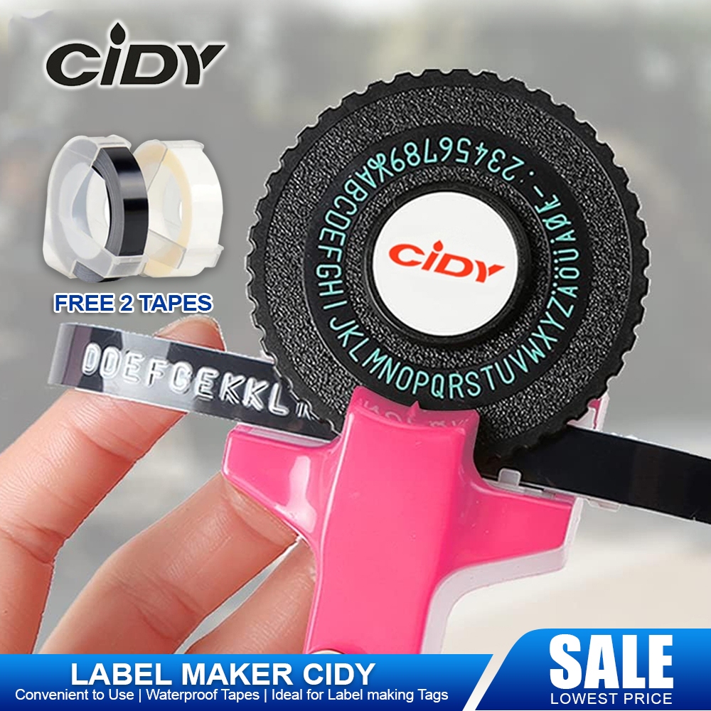 Jual Label Maker Cidy Manual with FREE 2 TAPES (9mm x 3mtrs) Manual ...