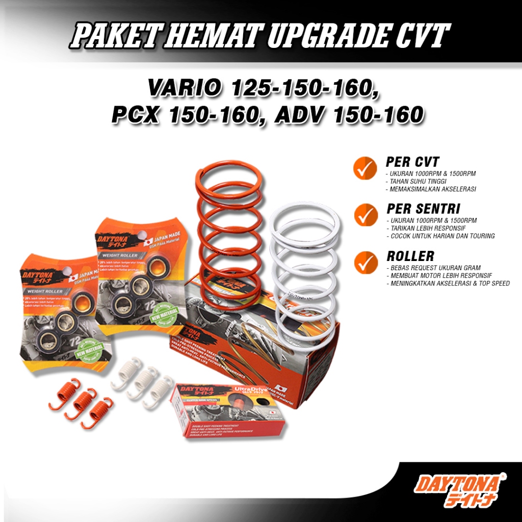 Jual PAKET HEMAT UPGRADE CVT VARIO PCX ADV 125 150 160 DAYTONA | Shopee ...