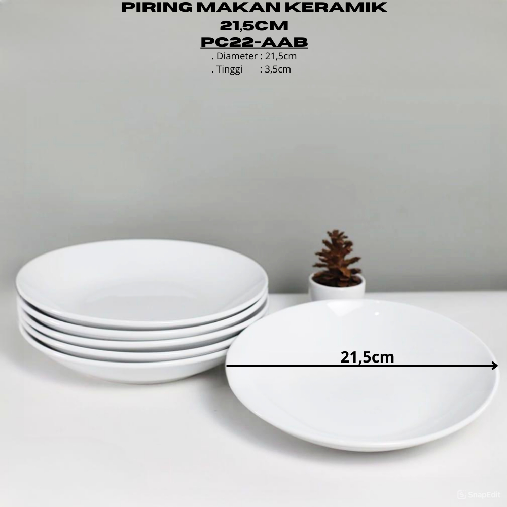 Jual Piring Makan Keramik 21,5CM (1PCS) Polos By Indo Keramik Piring ...