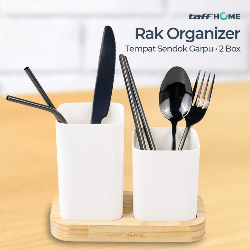 Jual TaffHOME Rak Organizer Dapur Tempat Sendok Garpu 2 Box | Shopee ...