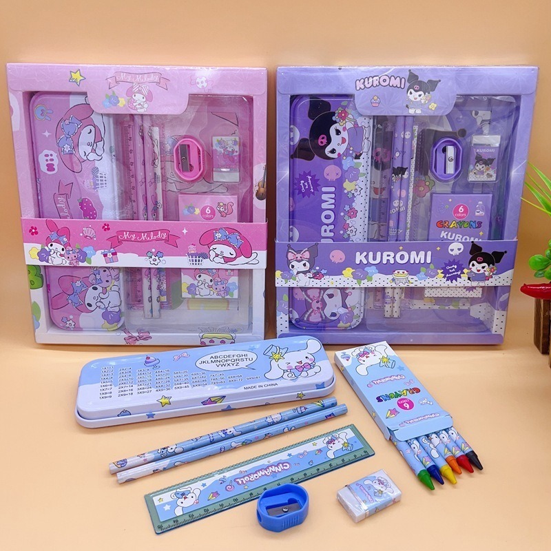 Jual KOTAK PENSIL TEMPAT PENSIL SET LENGKAP ANAK SANRIO ALAT TULIS SET ANAK KUROMI CINNAMOROLL ...