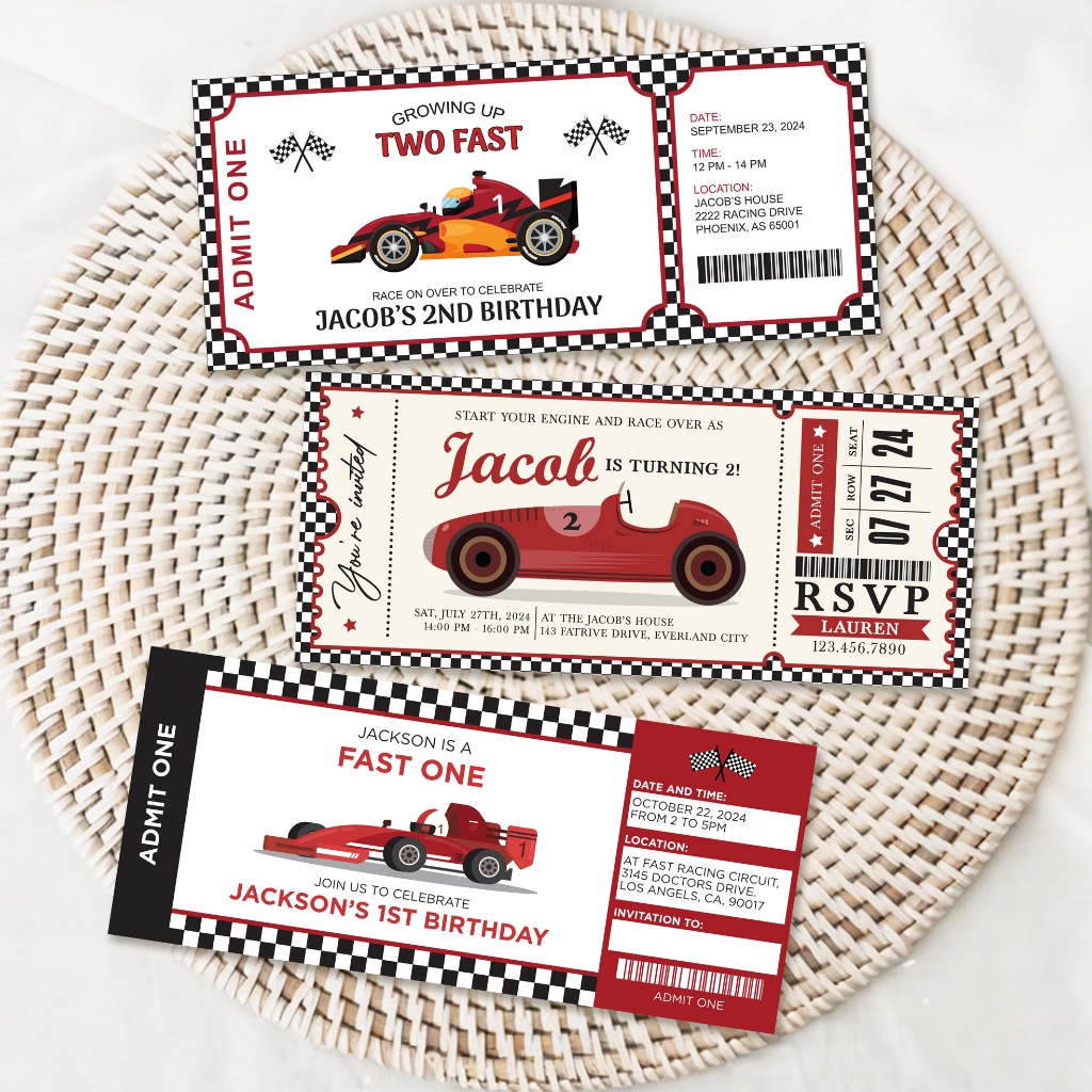 Jual Kartu Undangan Ulang Tahun Anak - Tema Race Car Ticket | Shopee ...