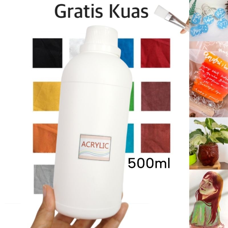 Jual Cat Acrylic (500ml) Premium Cat Lukis Akrilik waterbased serbaguna ...