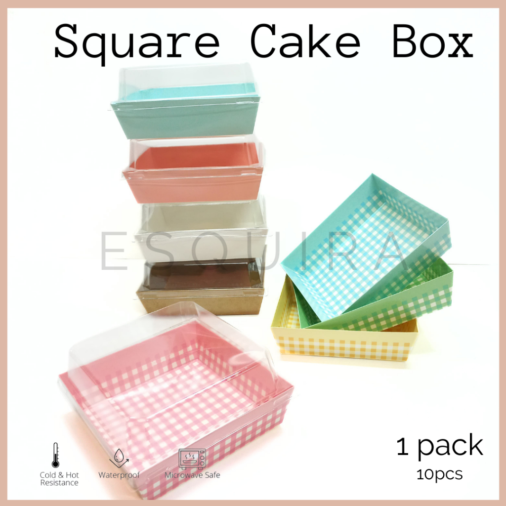 Jual Square Paper Cake Box Tray + LID Clear 10 pcs | Shopee Indonesia