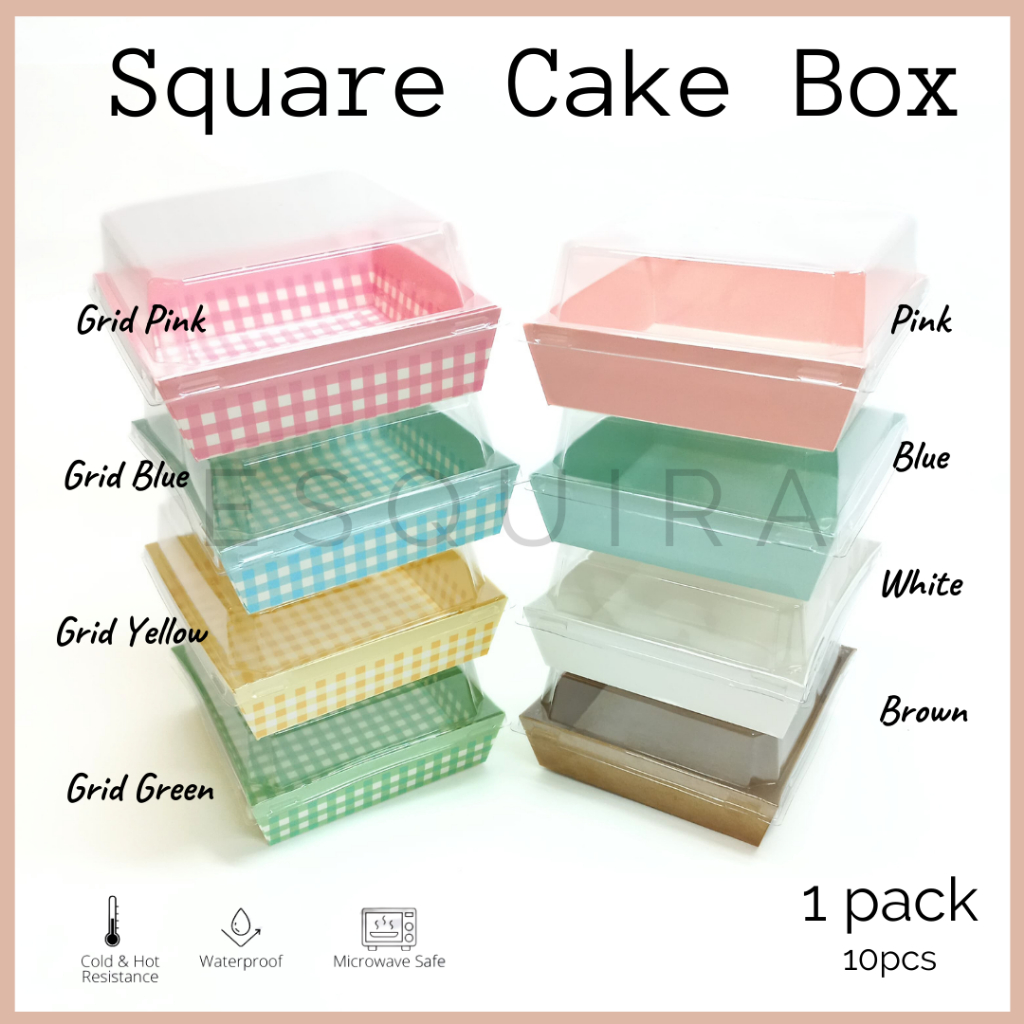 Jual Square Paper Cake Box Tray + LID Clear 10 pcs | Shopee Indonesia