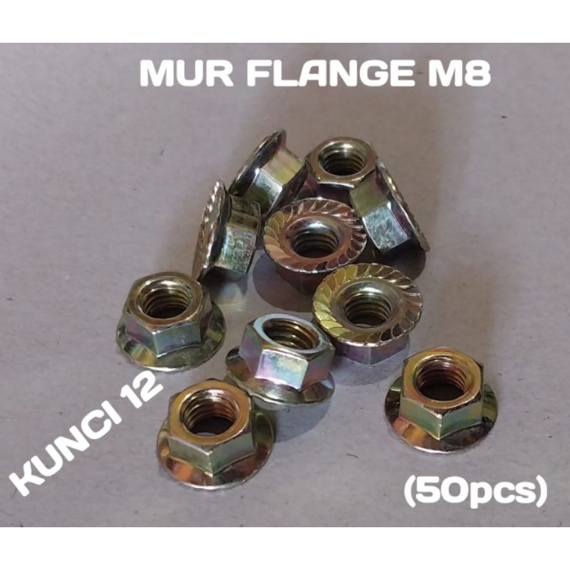 Jual MUR FLANGE M8 KUNCI 12 (50pcs) KUNING | Shopee Indonesia