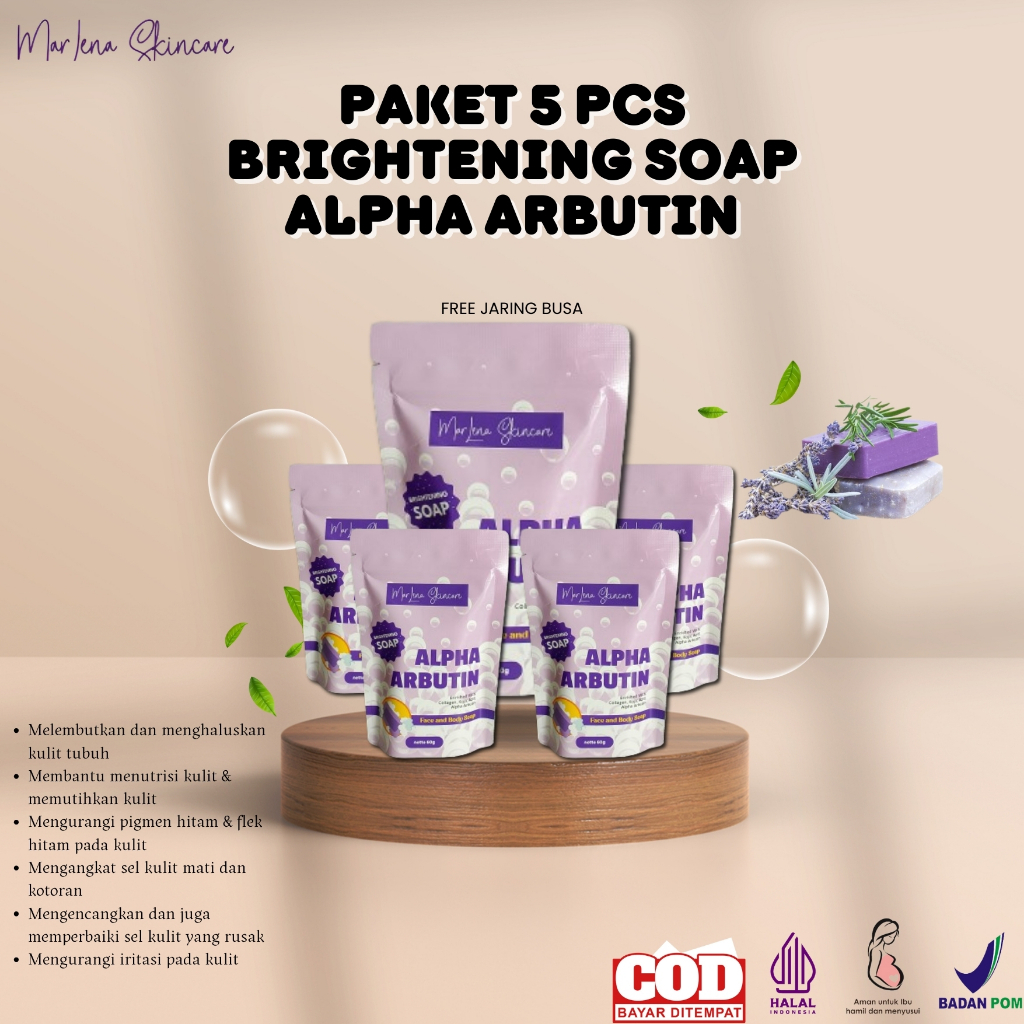 Jual (PAKET USAHA isi 5 Sabun) MARLENA SOAP Collagen Whitening ALPHA ...