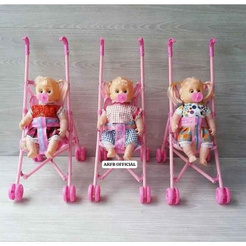 Jual ARFB Mainan Stroller Dorongan Baby Barrow Doll Mainan Perempuan ...