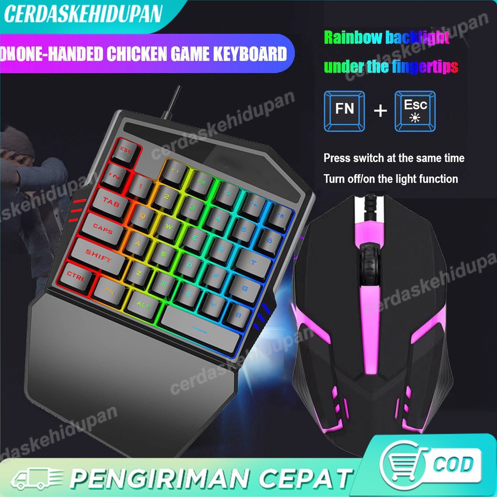Jual Keyboard Hp Android Game Hp Single Hand Gaming RGB Keyboard Dan ...