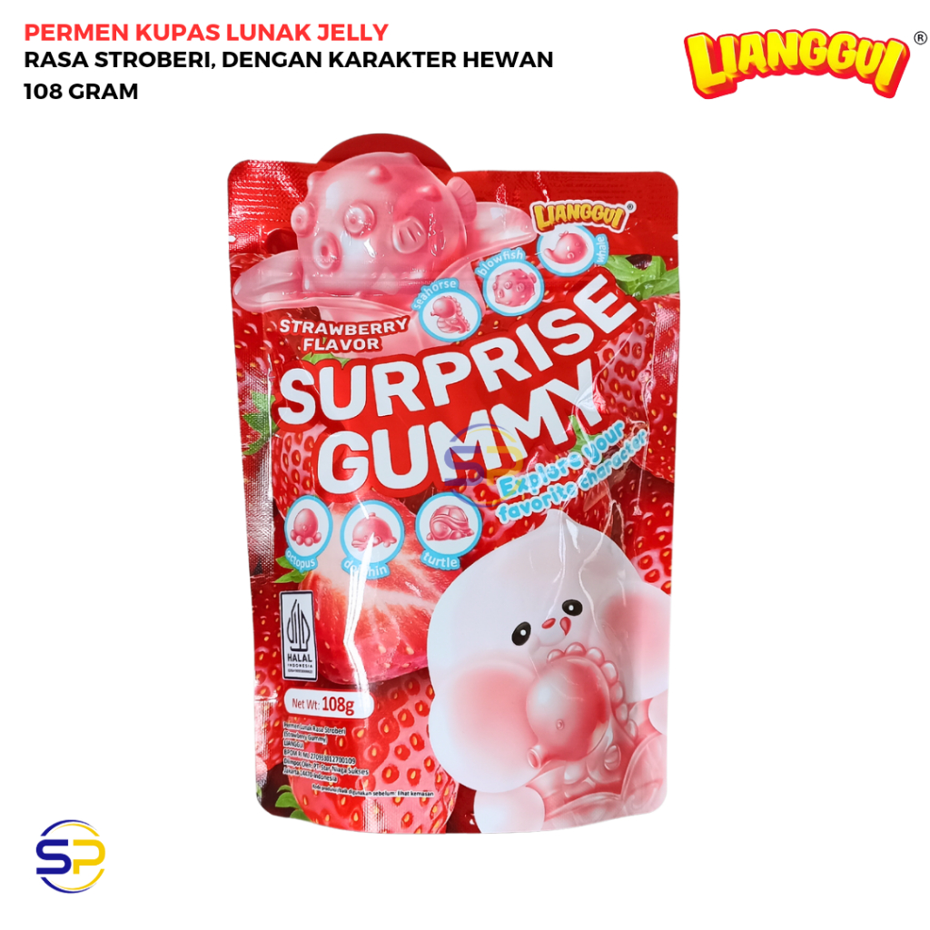 Jual PERMEN LUNAK SURPRISE GUMMY JELLY RASA STROBERI 108 GRAM ...