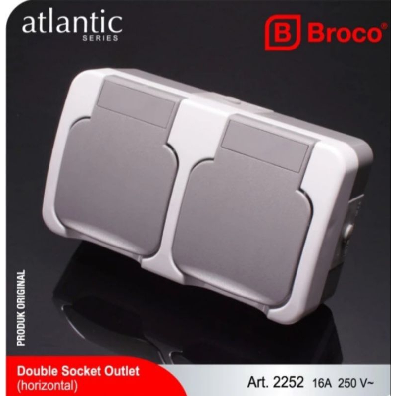 Jual BROCO Stop Kontak 2 Lubang Weatherproof Outdoor Atlantic 2252 ...