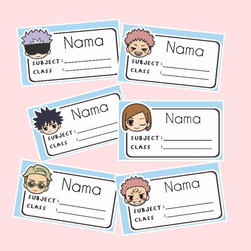 Jual PO 3 hari (Bentuk Kotak) Stiker Sticker Nama Anak Jujutsu Kaisen ...