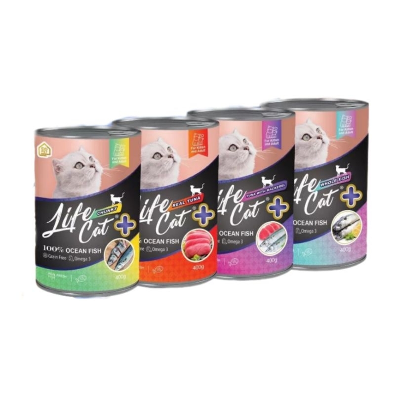 Jual LIFE CAT PLUS+ KEMASAN KALENG 400GRAM Plus + Tuna Salmon Chicken ...