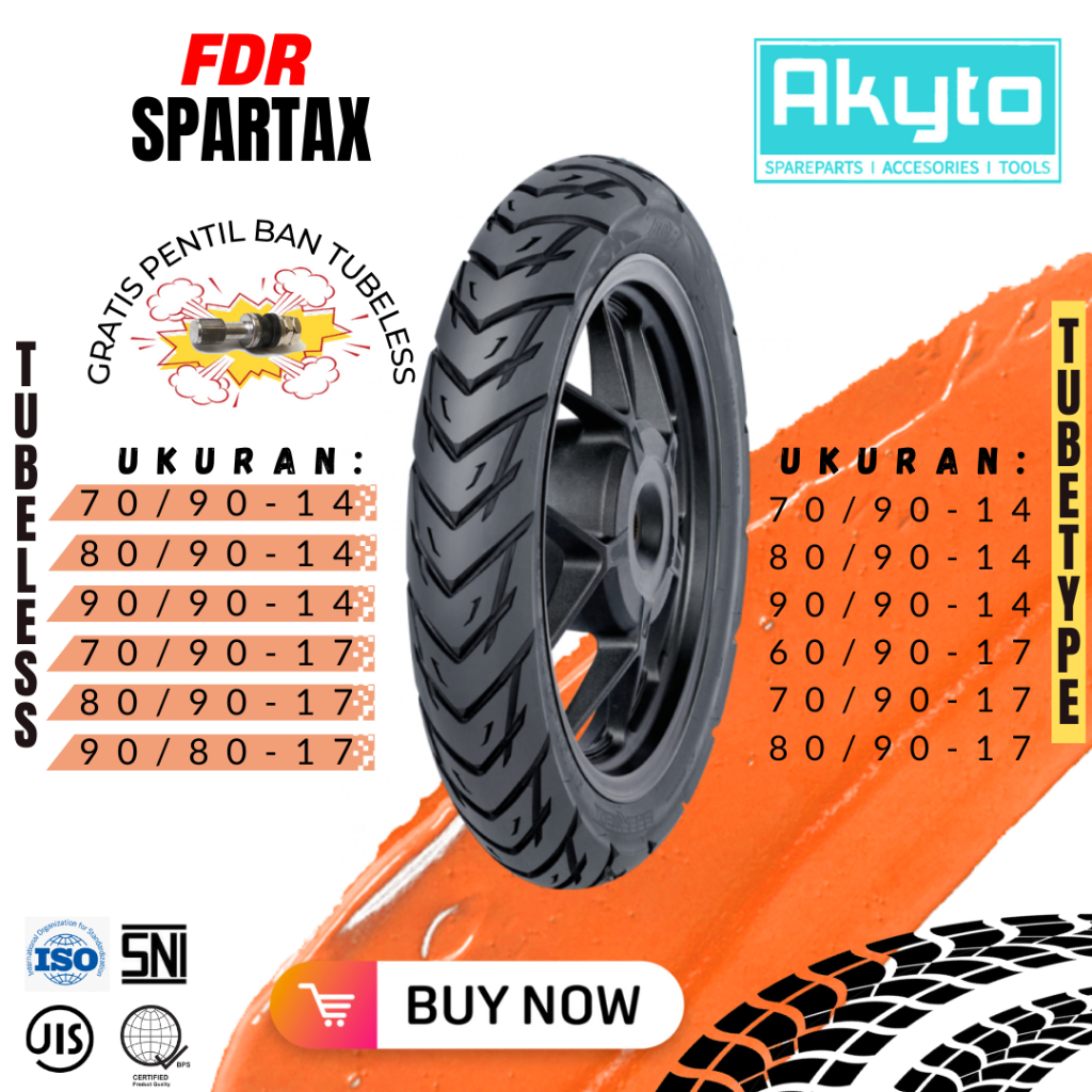 Jual BAN FDR SPARTAX RING 17 RING 14 / BAN TUBETYPE (TB) TUBELESS (TL ...