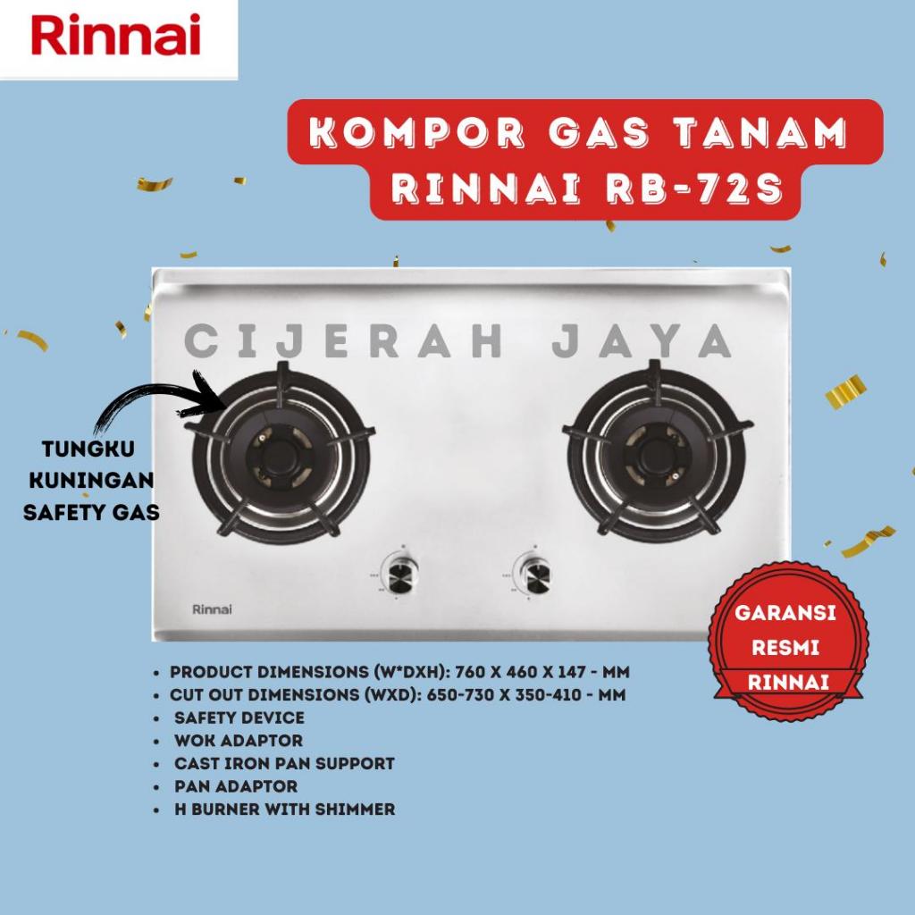 Jual RINNAI KOMPOR TANAM STAINLESS STEEL 2 TUNGKU RB72S RB 72S RB-72S / BUITL IN HOB RINNAI 2 ...
