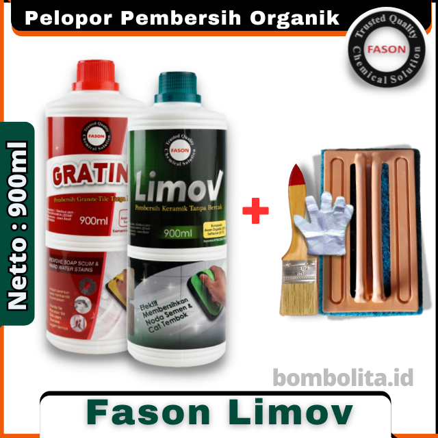 Jual Pembersih Keramik Fason Limov /Gratine Paket 900ml bundel sikat ...