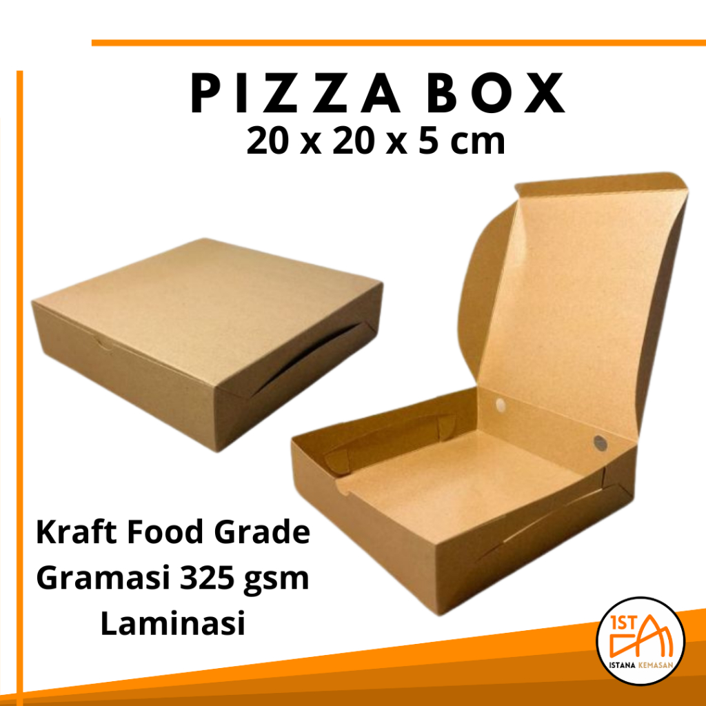Jual Box kotak pizza bahan kraft laminasi ukuran 20x20 x5 cm | Shopee ...