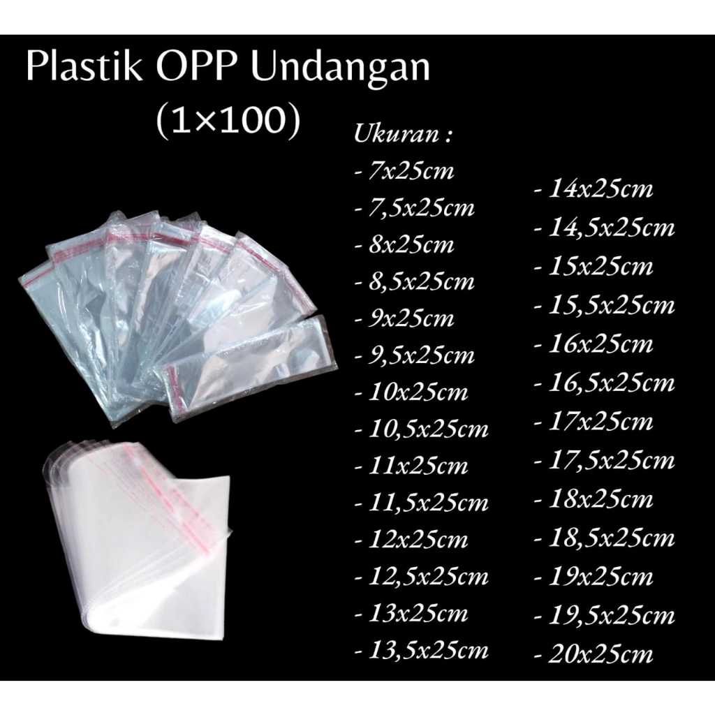 Jual Plastik Opp Undangan / Plastik Kemasan Baju Seal lem SEMUA UKURAN | Shopee Indonesia