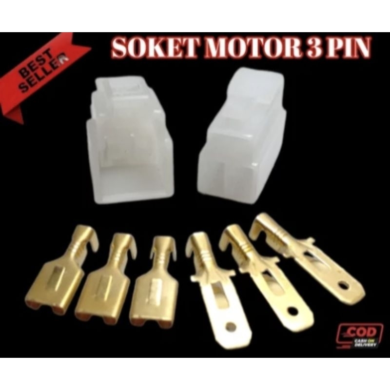 Jual Connektor Socket Motor 3 Pin Besar / Soket Motor Konektor Skun ...