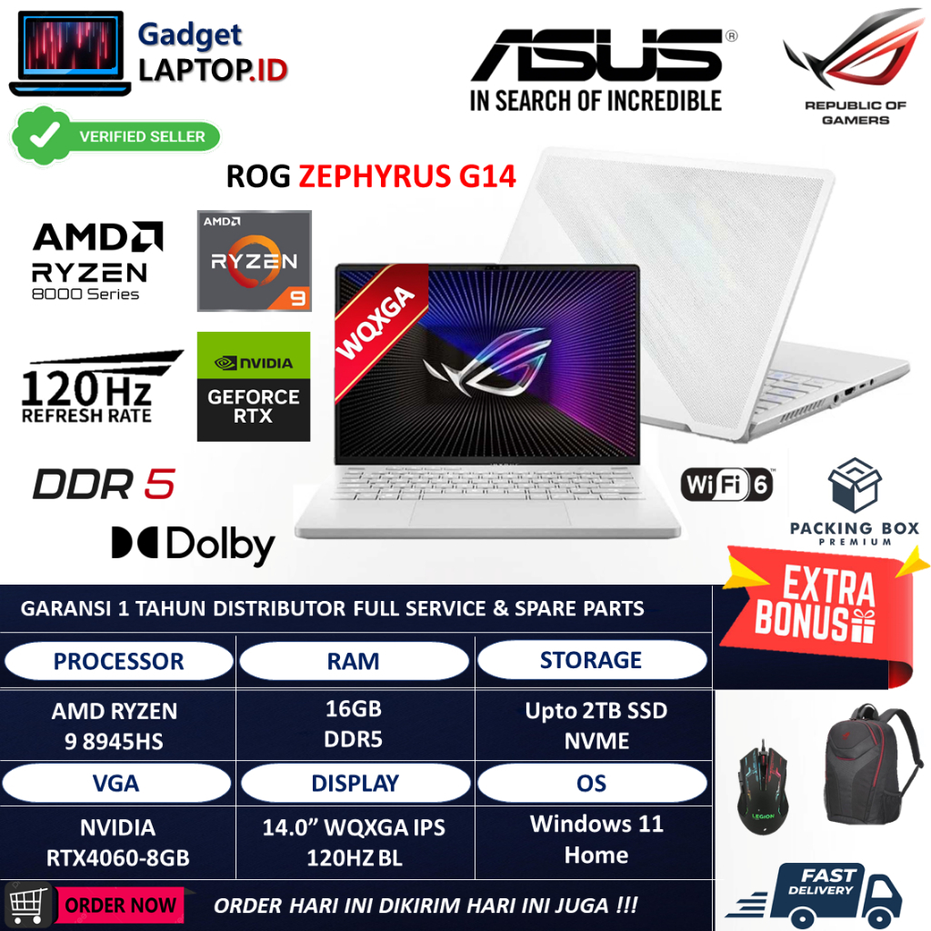 Jual Asus ROG Zephyrus G14 GA403UV Ryzen 9 8945HS 16GB DDR5 1TB RTX4060 ...