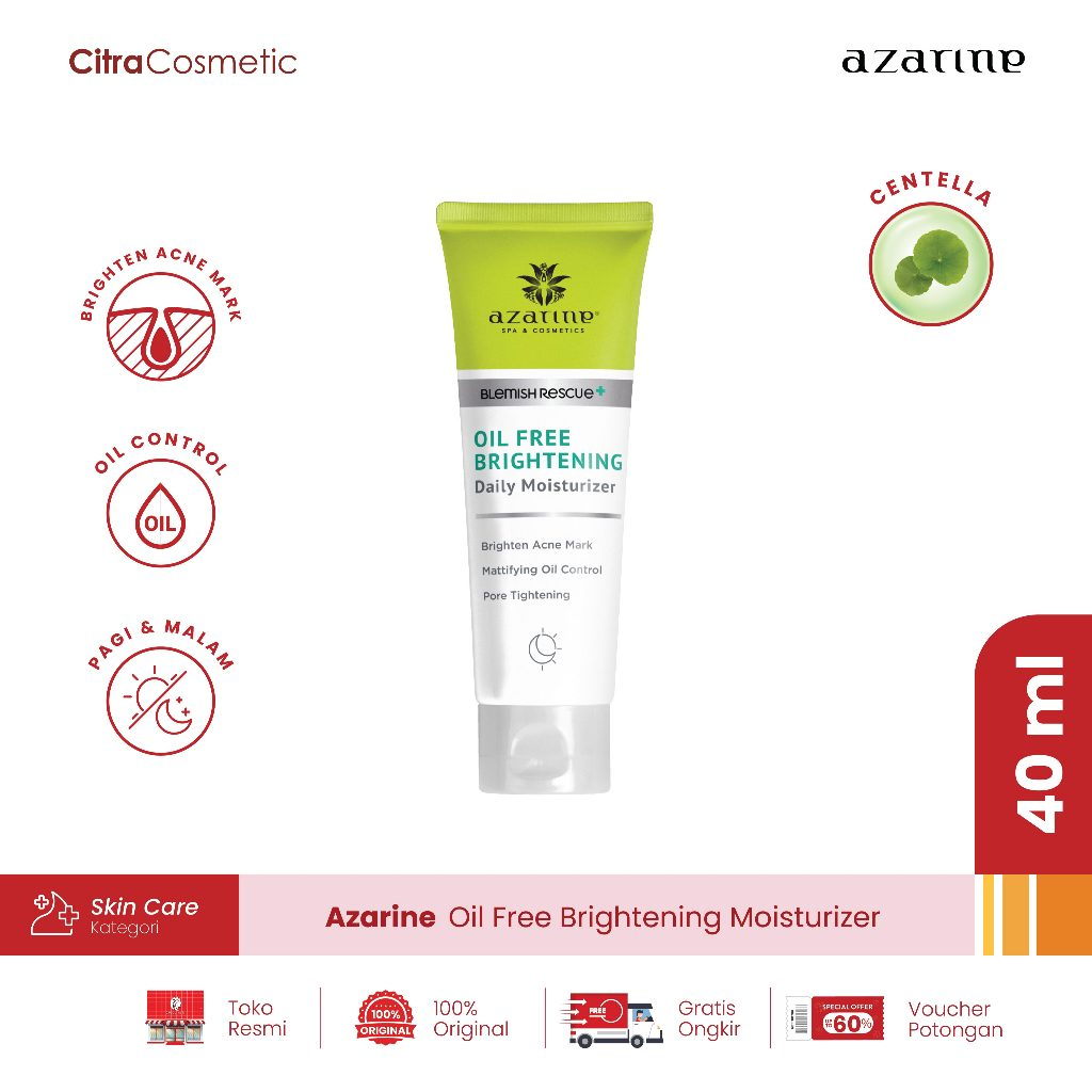 Jual Azarine Oil Free Brightening Moisturizer 40 Ml | Shopee Indonesia