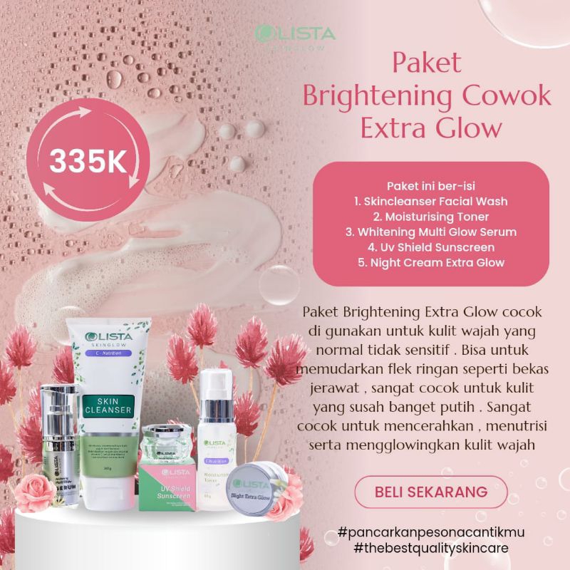 Jual Paket Brightening cowo Extra Glow LiztaSkinGlow | Shopee Indonesia