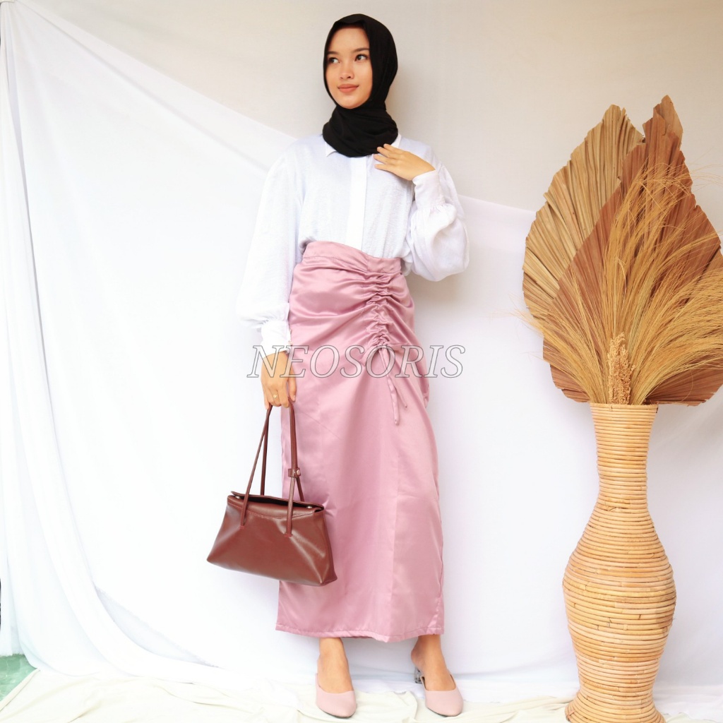 Jual ROK SERUT SATIN ROK SASI SKIRT ROK KOREA NEOSORIS | Shopee Indonesia