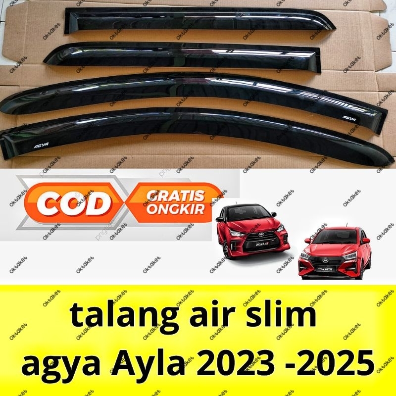 Jual talang air side visor slim Agya Ayla 2023 2024 2025 hitam | Shopee Indonesia