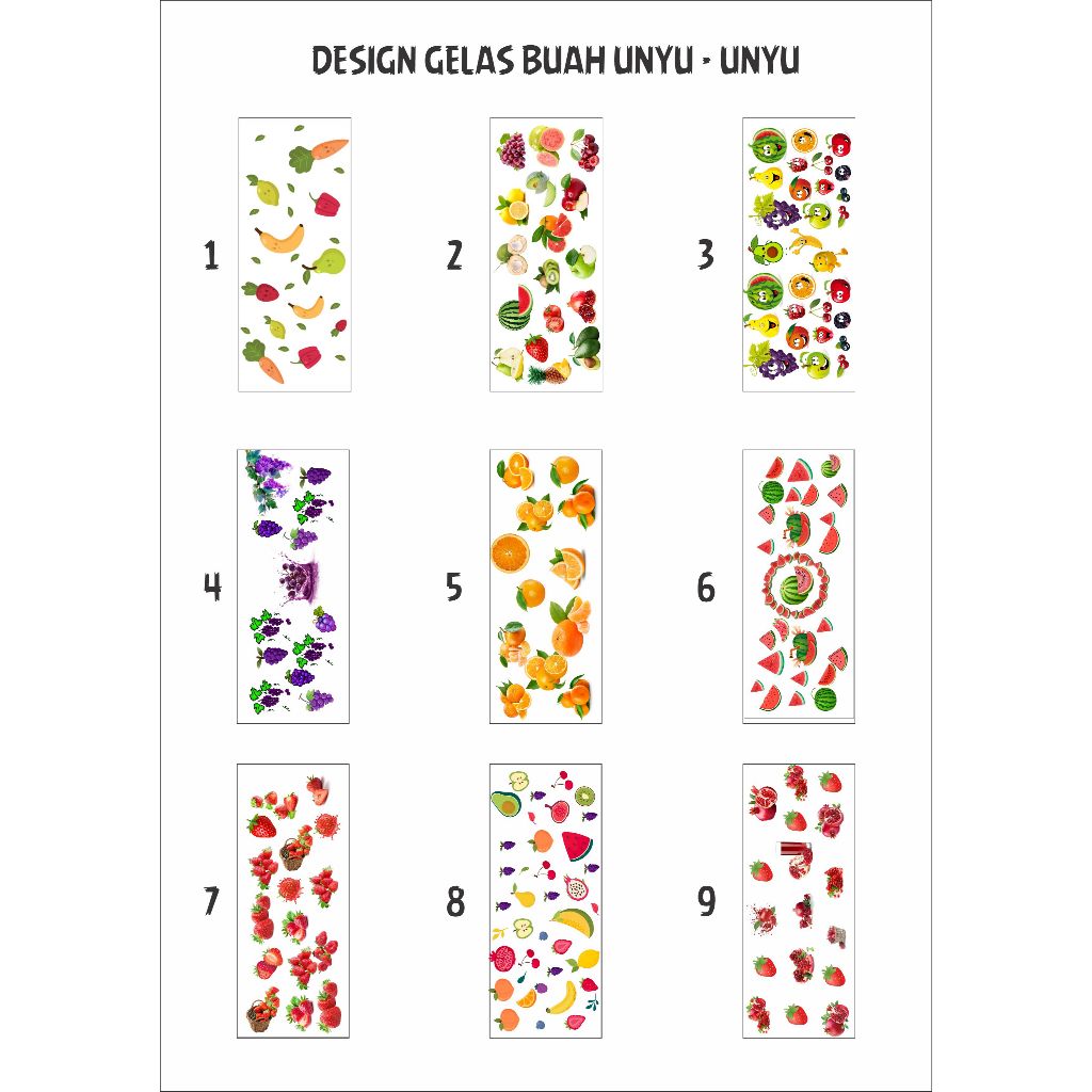 Jual Sticker Gelas Unyu - Unyu Design Buah | Shopee Indonesia