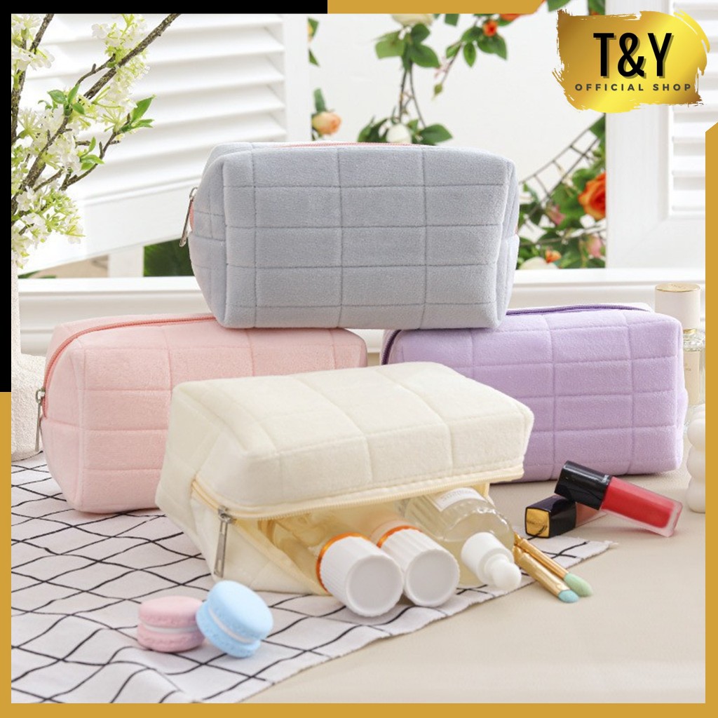Jual T&Y Kotak Pensil Sleting Velvet Aesthetic Pastel Pouch Kosmetik ...