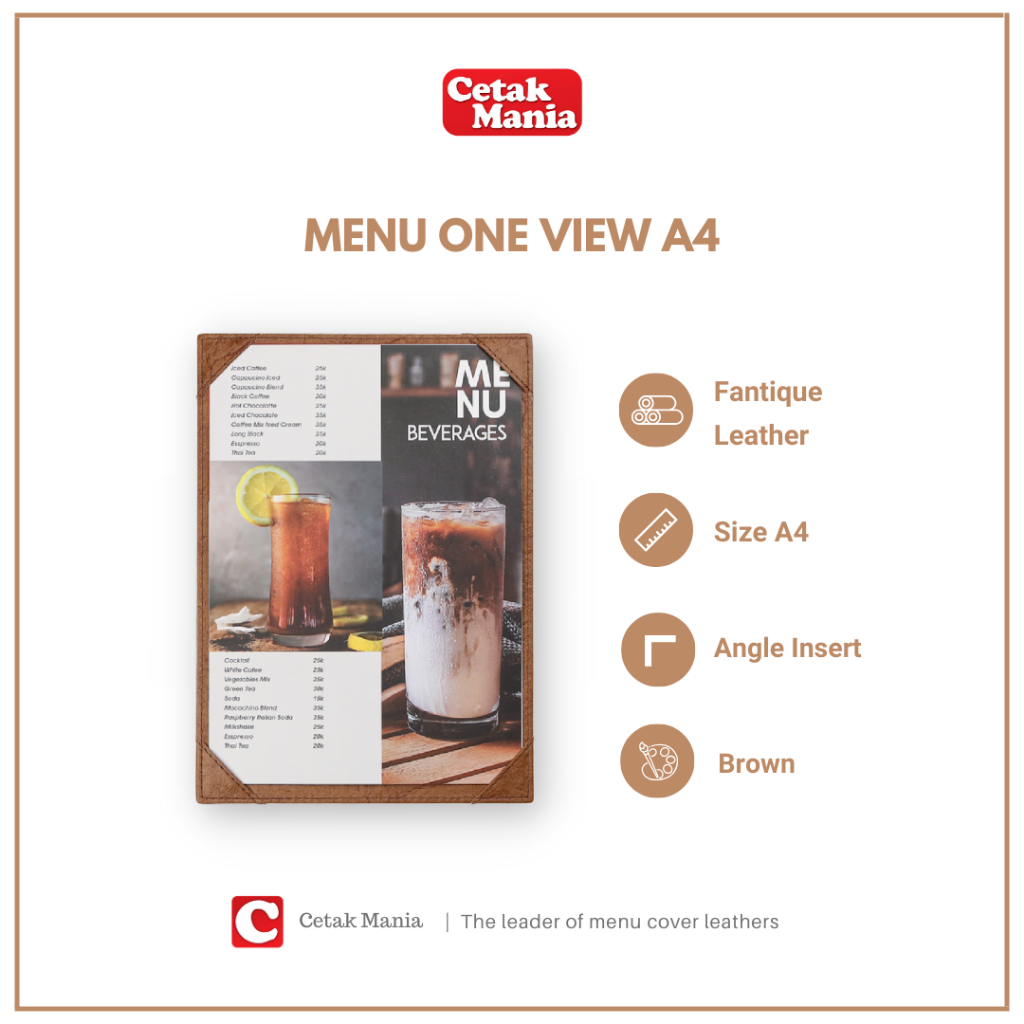 Jual Buku menu kulit one view (satu sisi) ukuran A4 warna coklat ...