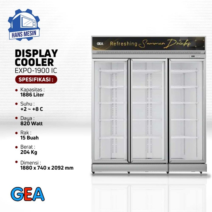 Jual GEA Display Cooler EXPO-1900IC / Showcase 3 Pintu GEA 1886 Liter ...