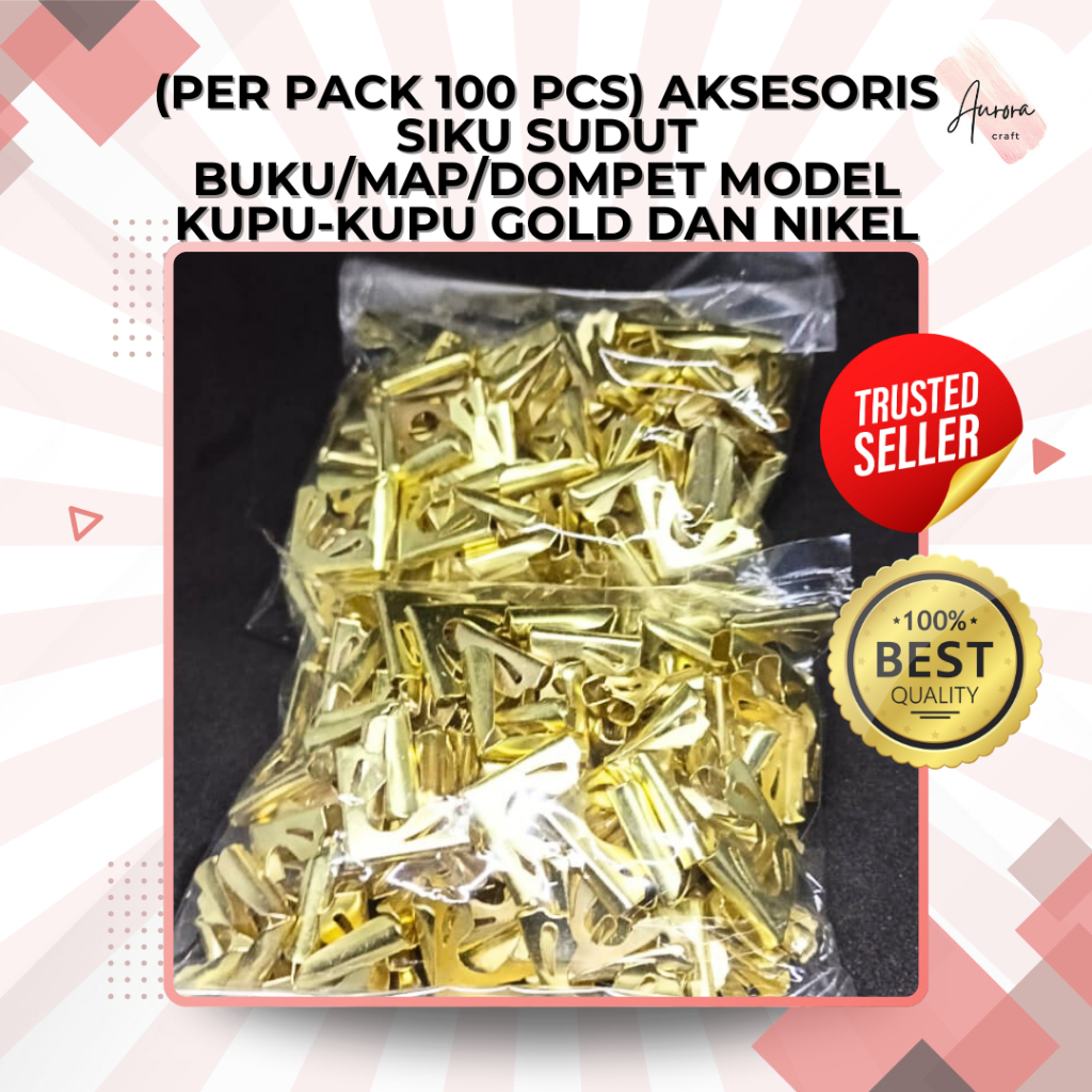 Jual (PER PACK 100 PCS) AKSESORIS SIKU SUDUT BUKU/MAP/DOMPET MODEL KUPU ...