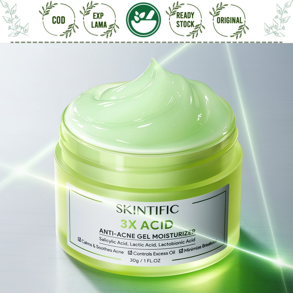 Jual SKINTIFIC 3X ACID ANTI ACNE GEL MOISTURIZER SALICYLIC ACID LACTIC ...
