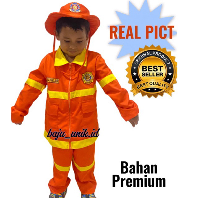 Jual SETELAN BAJU DAMKAR ANAK TK SD/Baju Profesi Damkar Anak TK SD/Baju ...
