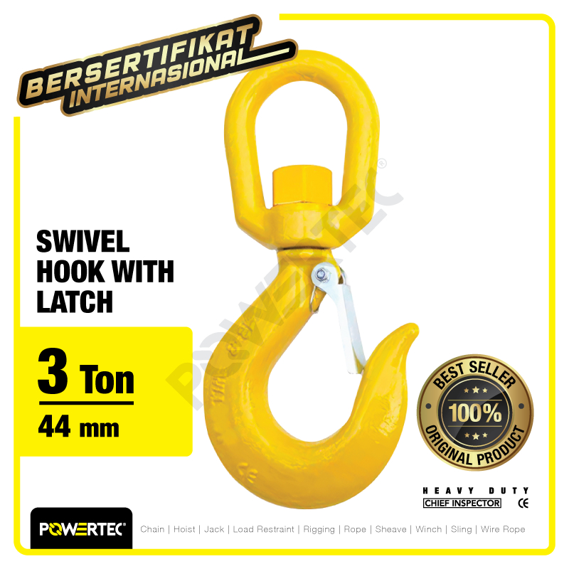 Jual POWERTEC Swivel Hook with Latch 3 Ton | Shopee Indonesia