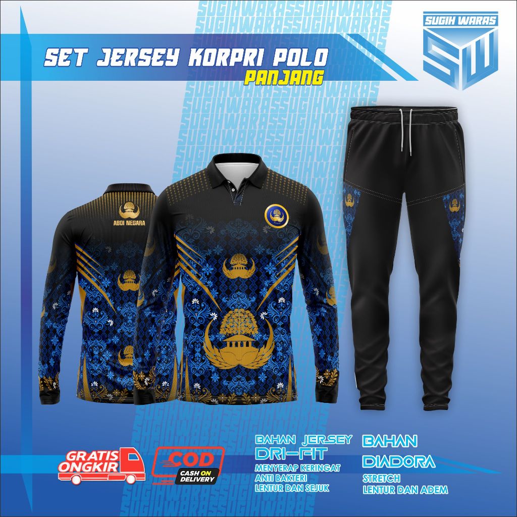 Jual SUGIH WARAS SET JERSEY POLO KORPRI PANJANG OLAHRAGA RUNNING SPORT ...