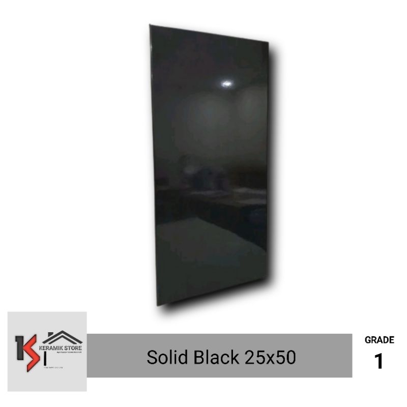 Jual Keramik Dinding 25x50 Hitam Polos Glossy | Shopee Indonesia