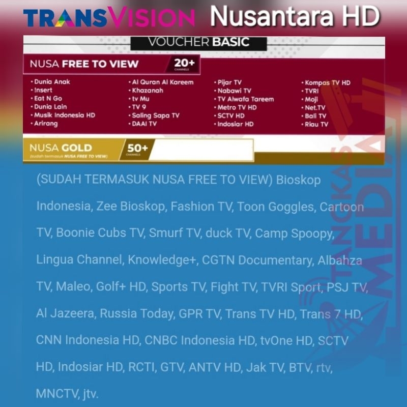 Jual Paket Basic Gold Tanaka Transvision Nusantara HD | Shopee Indonesia