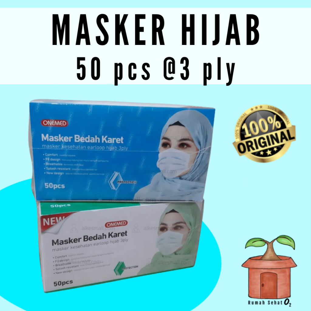 Jual Masker Hijab Medis 3 Ply Jilbab Bedah Karet Kesehatan Earloop ...