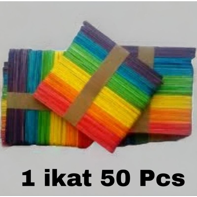 Jual " 50 Pcs " Stick ice cream kayu / Stik es krim kayu warna ...