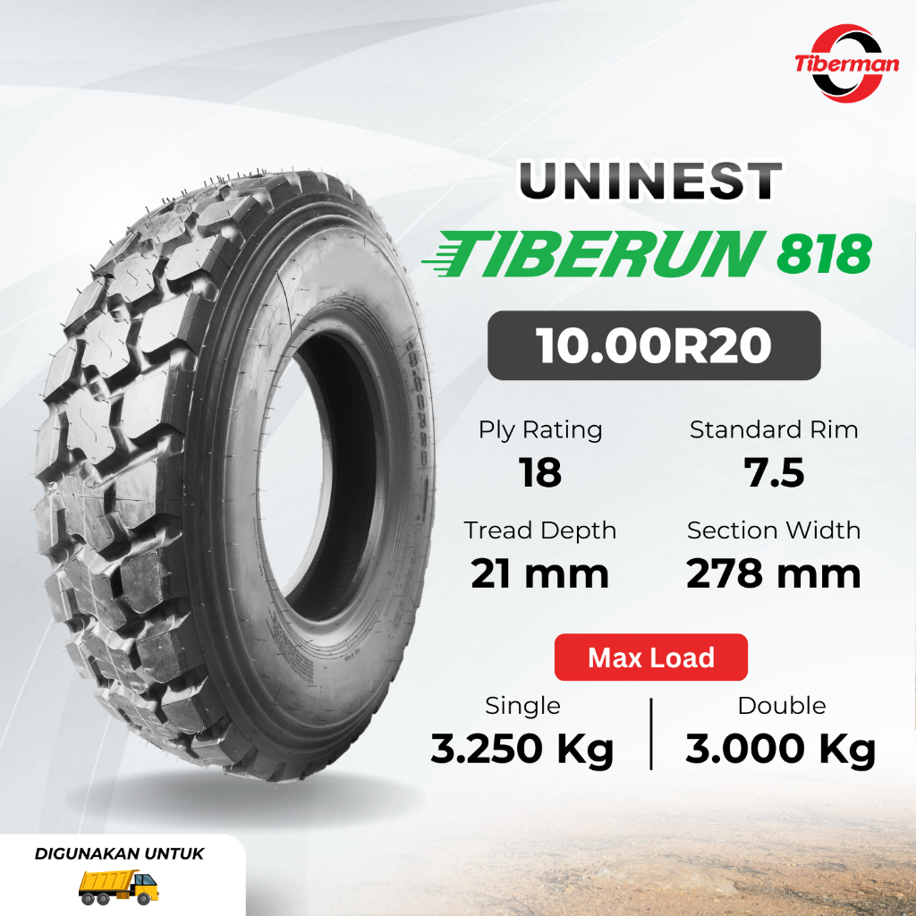 Jual Ban Truk Uninest 1000R20 18PR Tiberun 818 | Shopee Indonesia