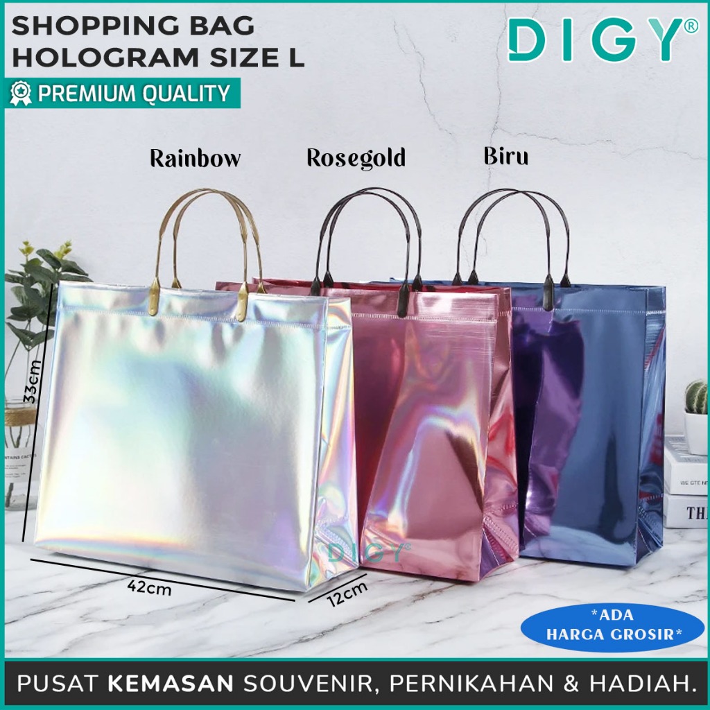 Jual Tas Shopping Bag Hologram / Goodie Bag Rainbow / Shopping Bag ...