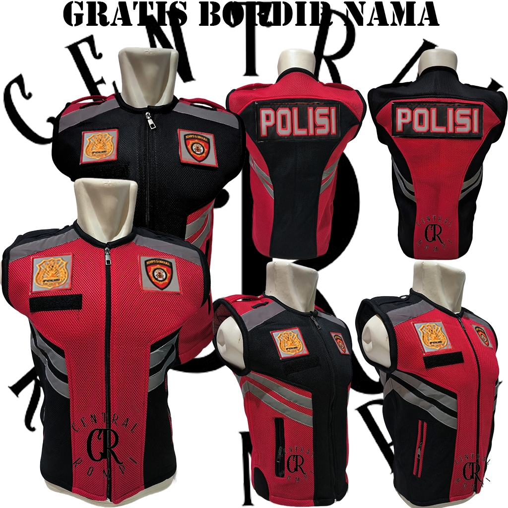 Jual Rompi Polisi Sabhara Bahan Double Mesh Tebal Model Merah Hitam ...