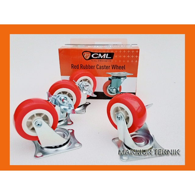 Jual TYR Roda Caster Roda Etalase Roda Troli 2 inch Karet - REM ...