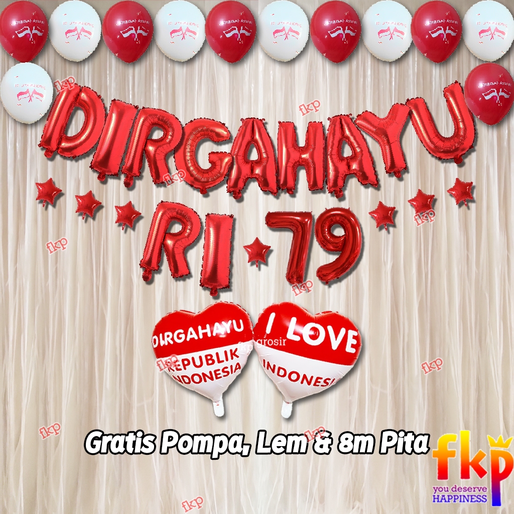Jual FUN KIDS PARTY Paket Dekorasi Balon Dirgahayu RI / Balon HUT RI ...